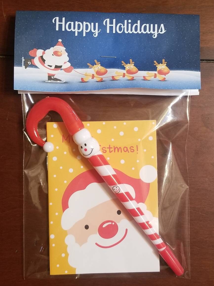 Candy Cane Pen and Mini Pad Bags, Kids Stocking Stuffer, Christmas ...