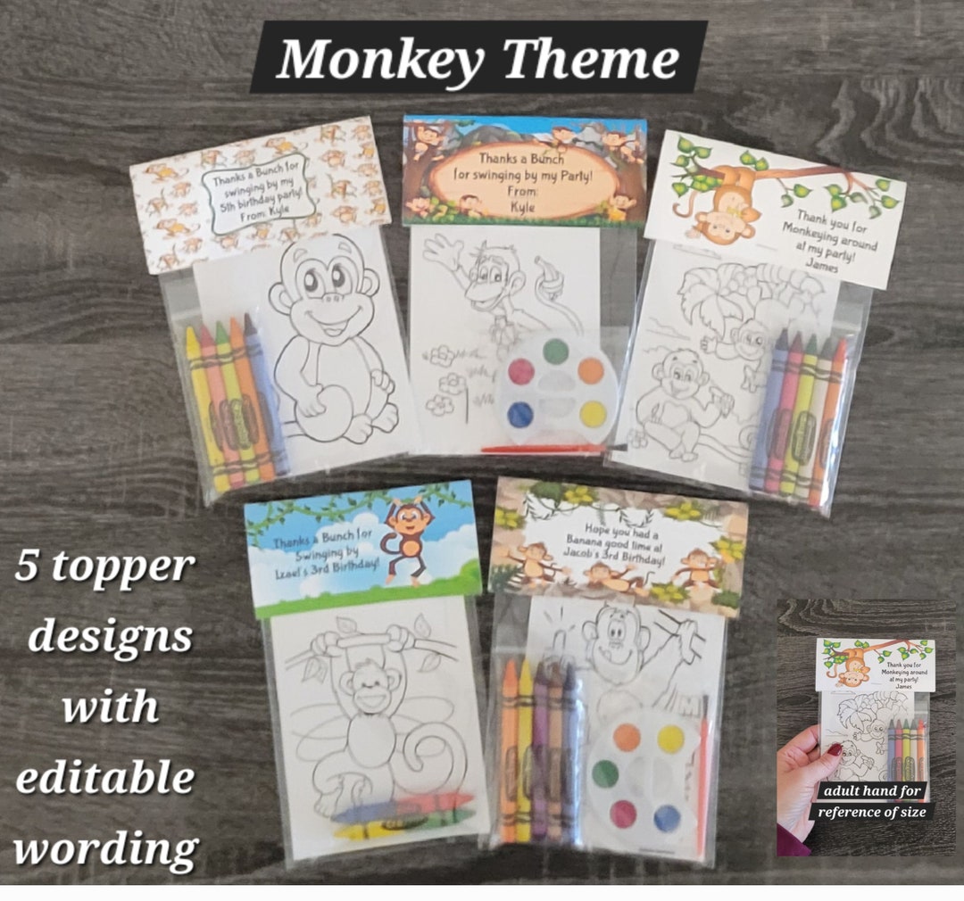 Monkey Theme Party Favors. 1 Bag (1 Child) Includes 8-4x6 Cards ...