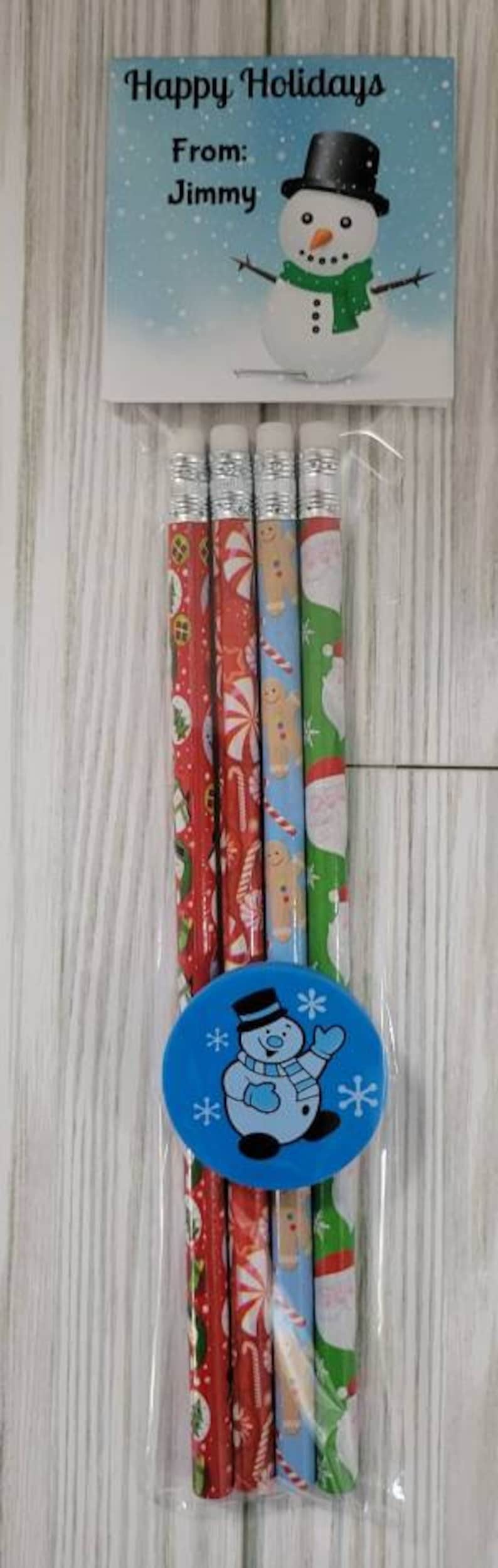 Kids Holiday or Christmas Pencil Party Favors, Personalized Holiday ...
