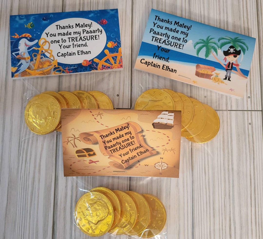 Pirate Theme Party Favor Bags, Pirate Loot Favor Bags With 5 Chocolate ...