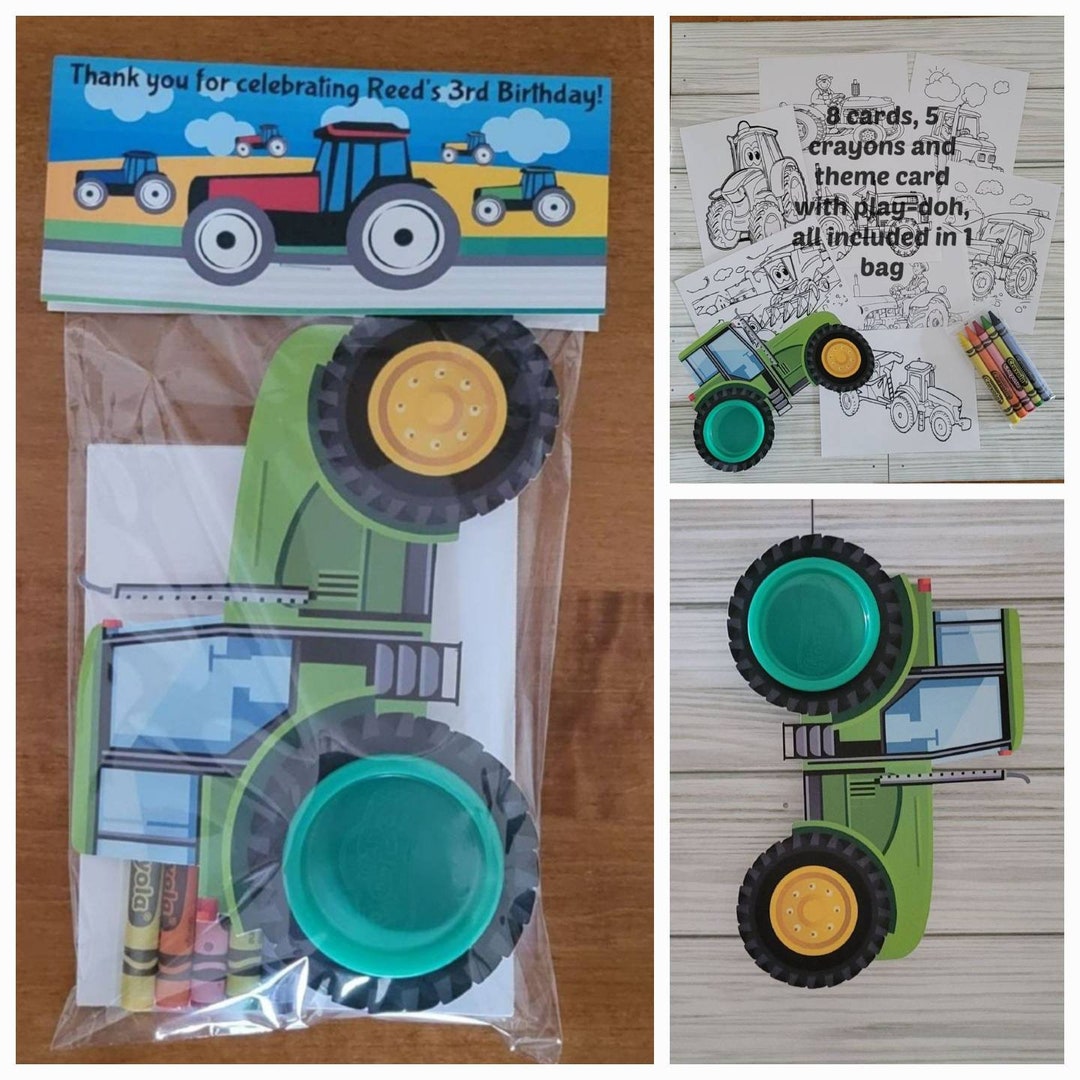 Tractor Theme Favor With Personalized Topper. 1 Bag Includes 8 4x6 ...