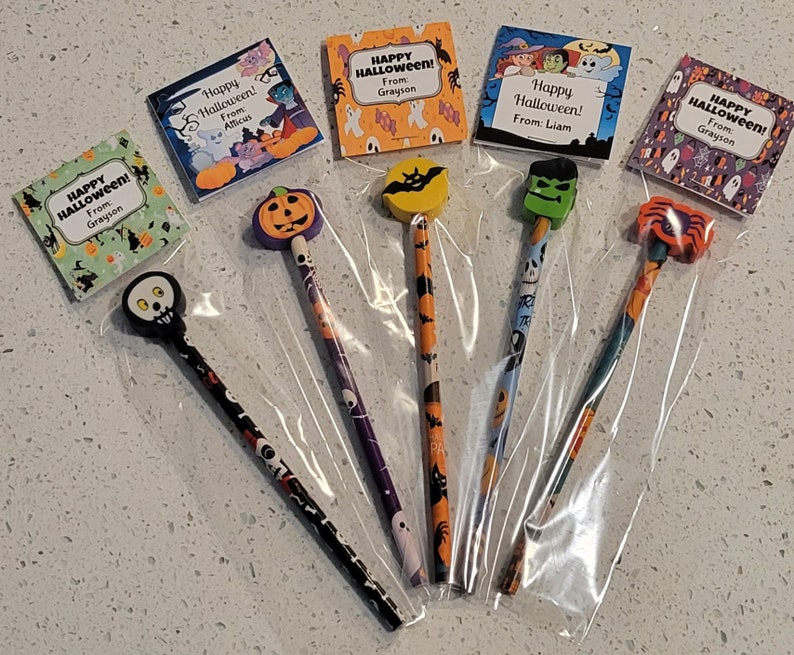 Halloween Pencil With Character Eraser Party Favors, Personalized ...