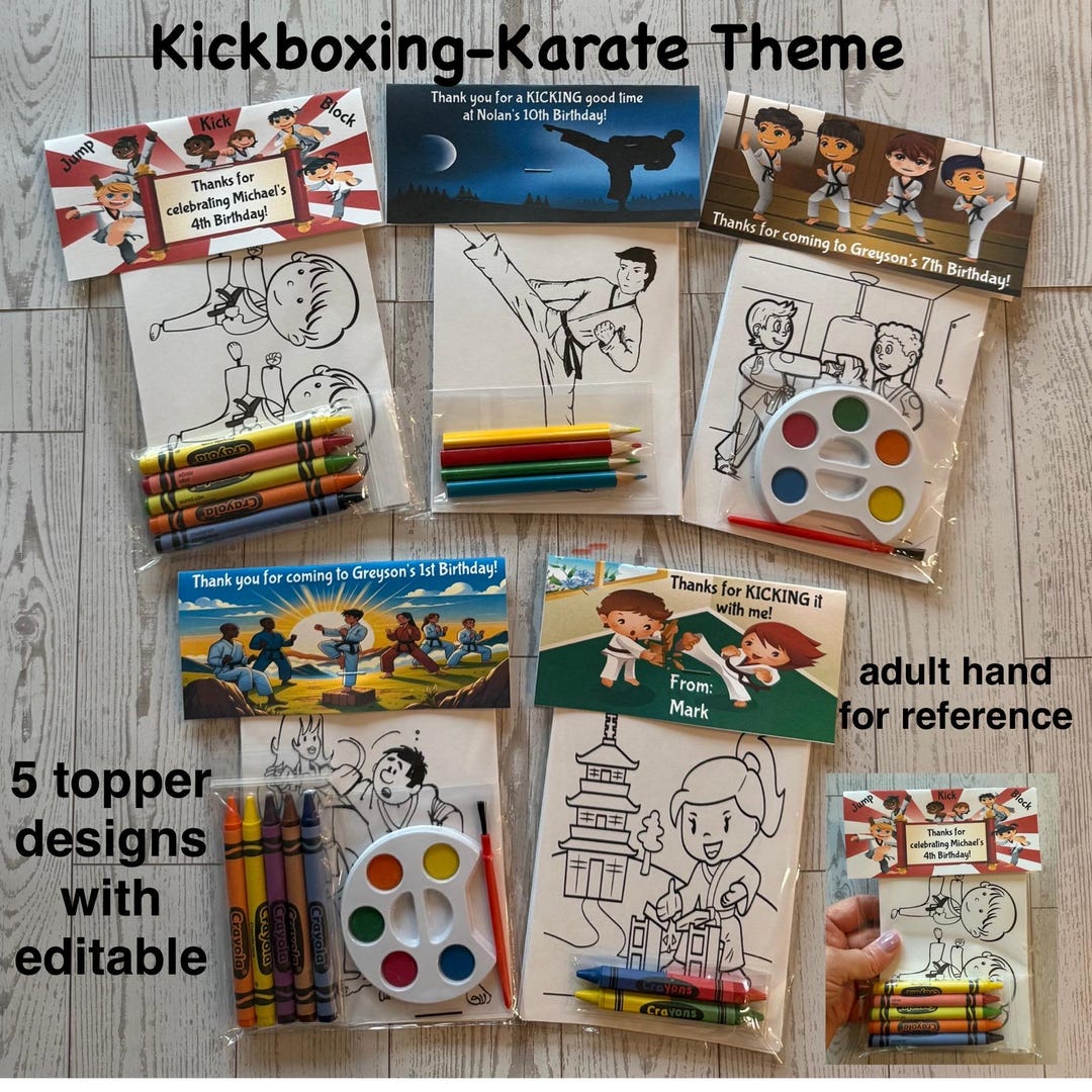 Kickboxing, Karate, Martial Arts Favors, 1 Bag (1 Child) Includes 8-4x6 ...