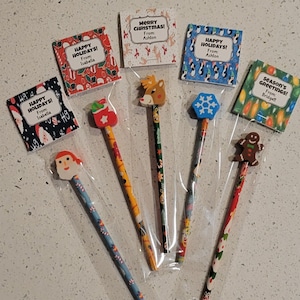 Christmas / Holiday Theme Pencils With Erasers - Etsy