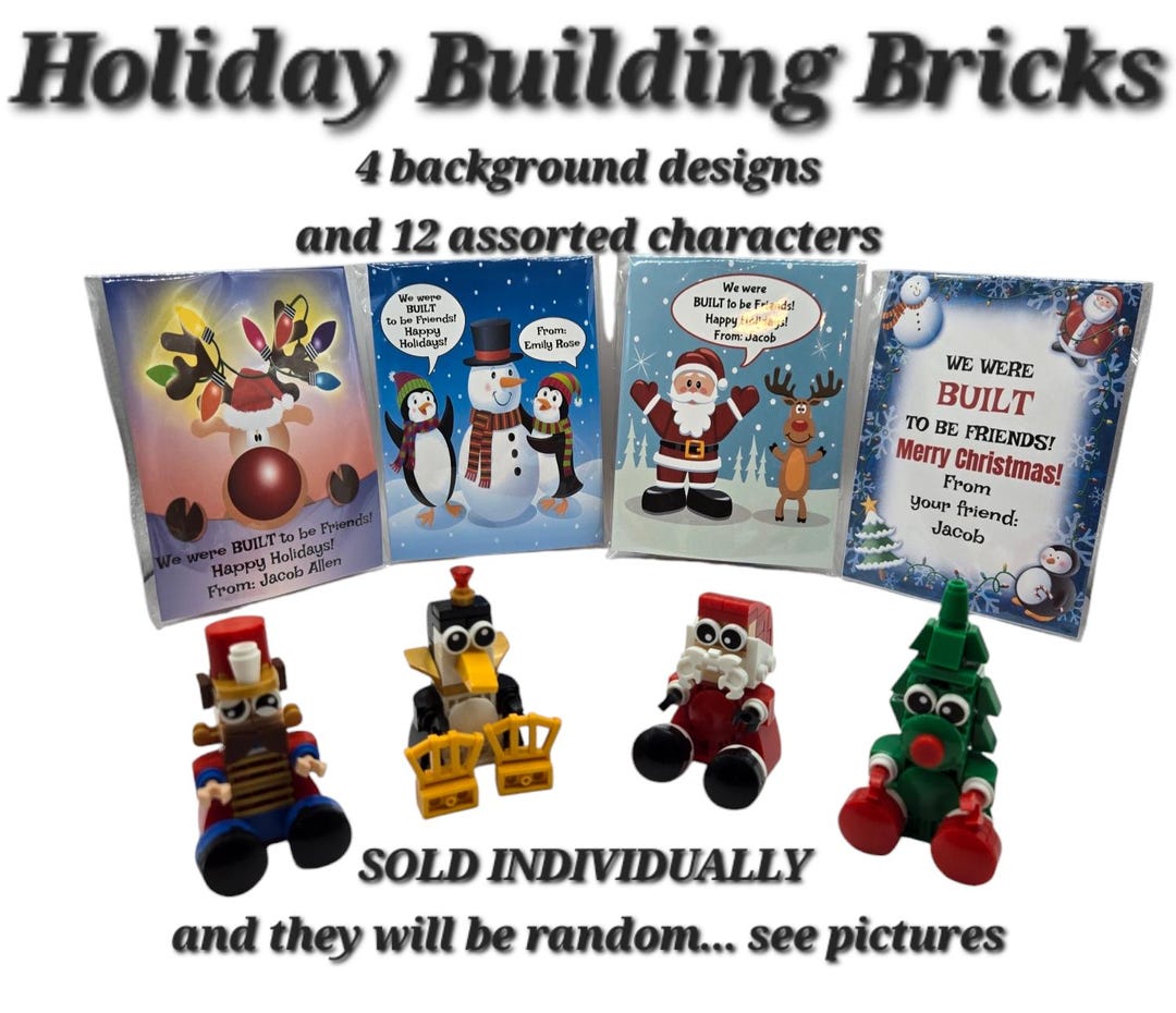 Christmas Building Bricks, Holiday Block Favors, Holiday Brick ...
