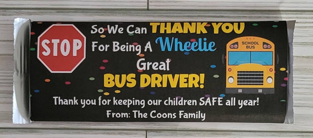 Bus Driver Appreciation Gift, Bus Driver Thank You Candy Bar - Etsy
