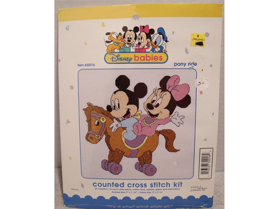 Disney Babies Mickey & Minnie Mouse Counted Cross Stitch Kit Pony Ride ...