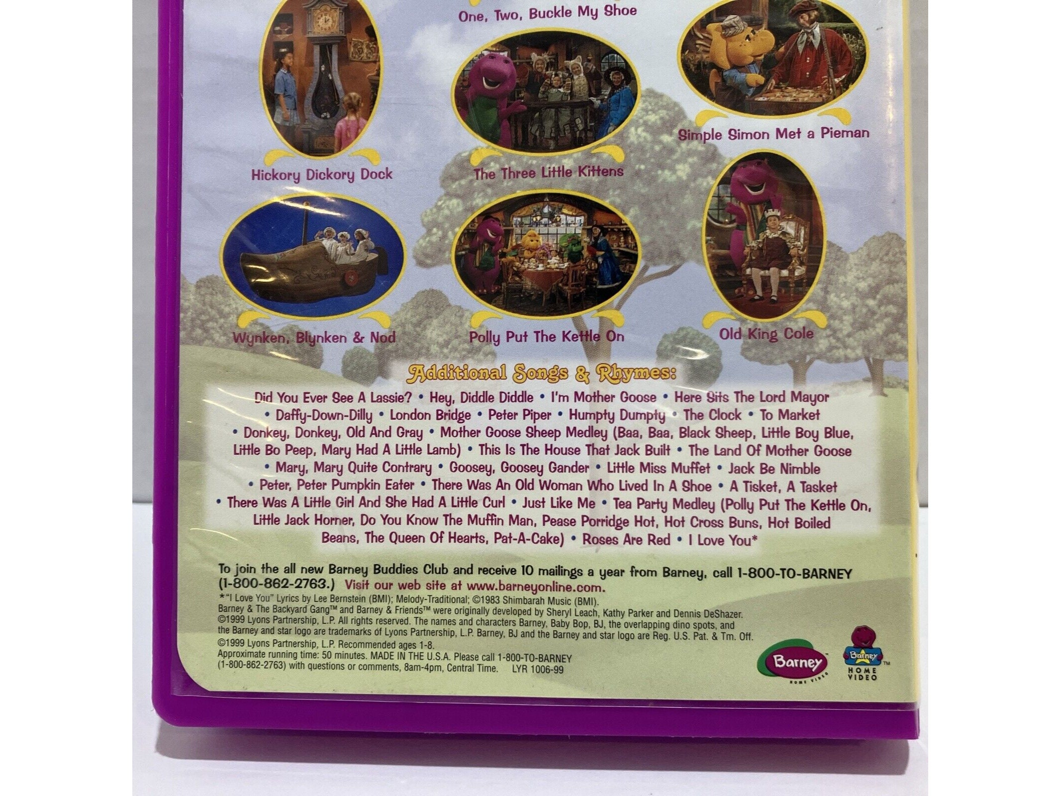 Barney's Rhyme Time Rhythm VHS Featuring Mother Goose Purple Clamshell ...