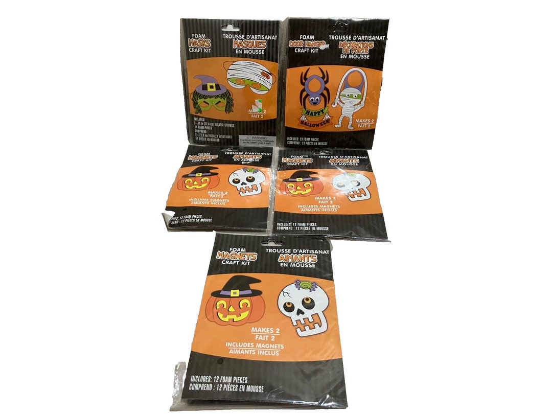 Halloween Children's Art Foam Masks Craft Kit Lot of 5 Witch Mummy ...