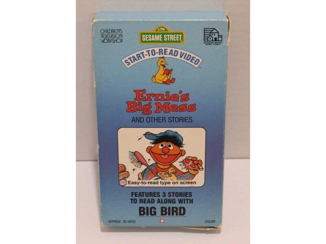Ernie's Big Mess & Other Stories VHS 1987 Sesame Street Start to Read ...