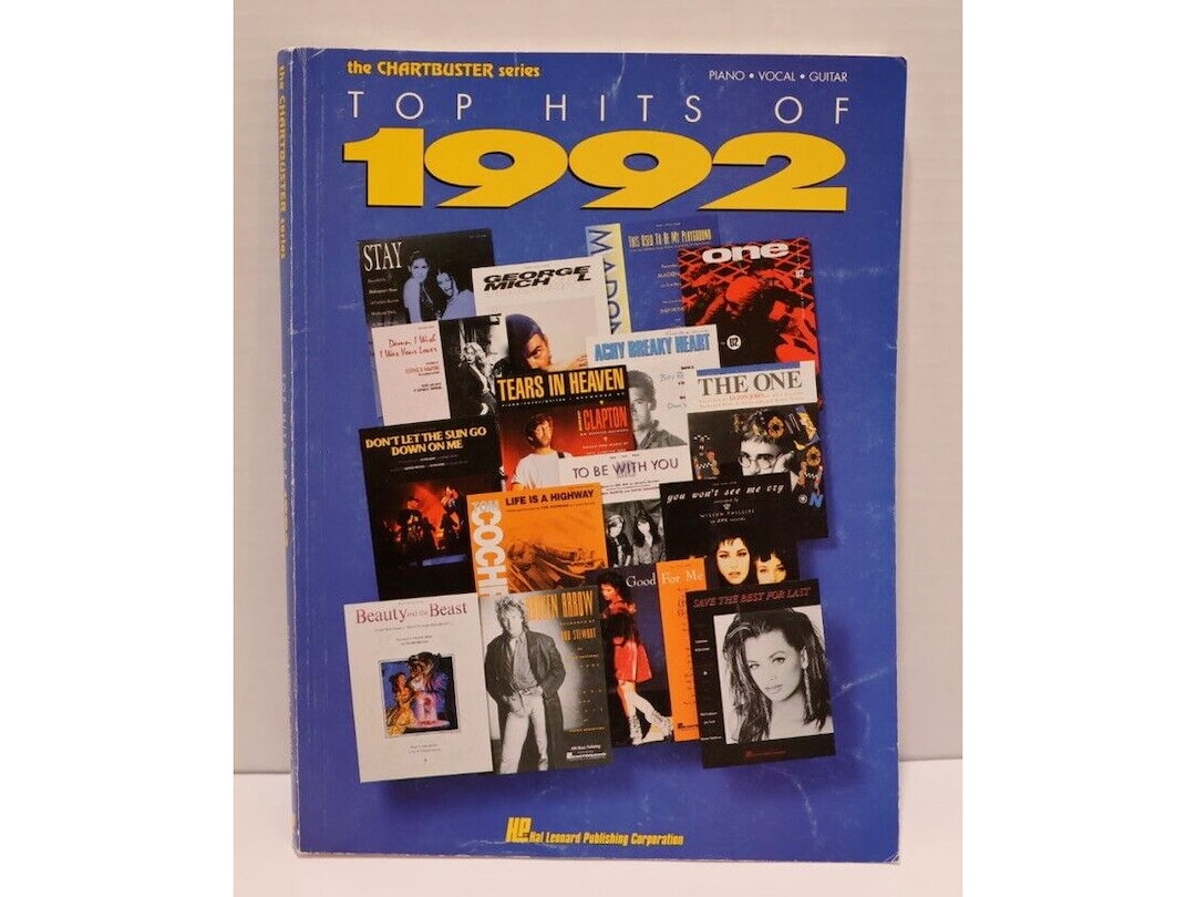 1992 the Chartbuster Series Top Hits Sheet Music Songbook Piano Vocal ...