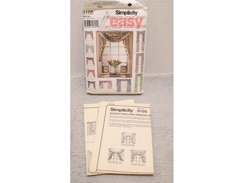 Simplicity Pattern Window Treatments 9105 Easy Swag Drapes Jabots Uncut ...