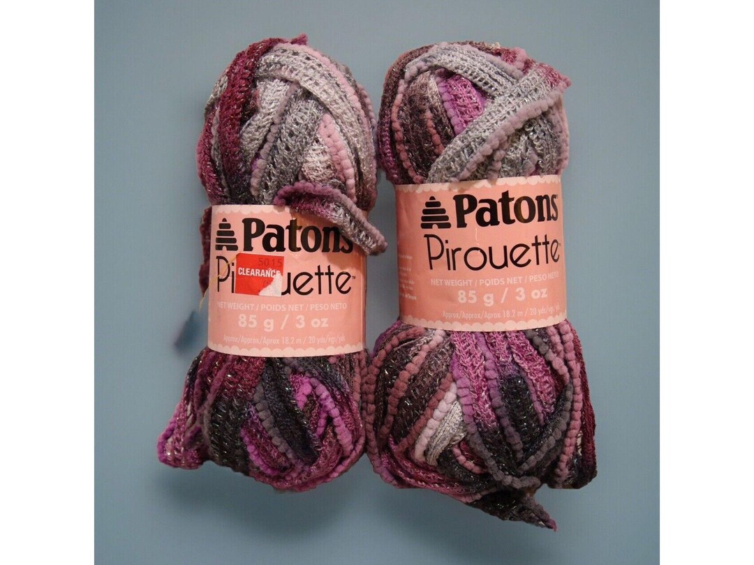 Patons Pirouette Ribbon Ruffle Yarn 3oz 20yds Orchid Shimmer Lot of 2 ...