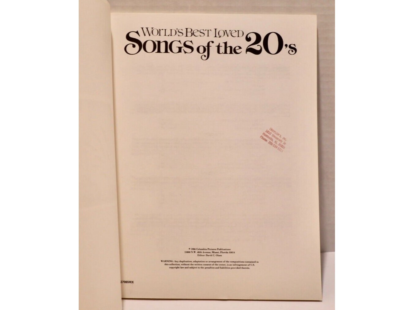 Best Loved Songs of the 20s Sheet Music Book Piano Vocal Chords ...