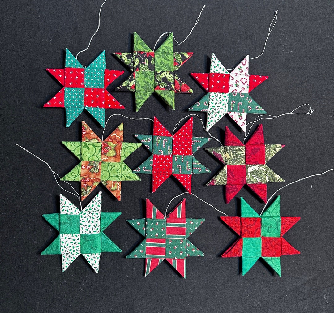 Hand Folded Fabric Stars, Fabric Ornament, Christmas Tree Ornament ...