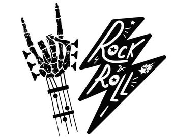 Rock and Roll Music SVG, Guitar SVG, Rock N Roll SVG, Rock Hand Svg ...