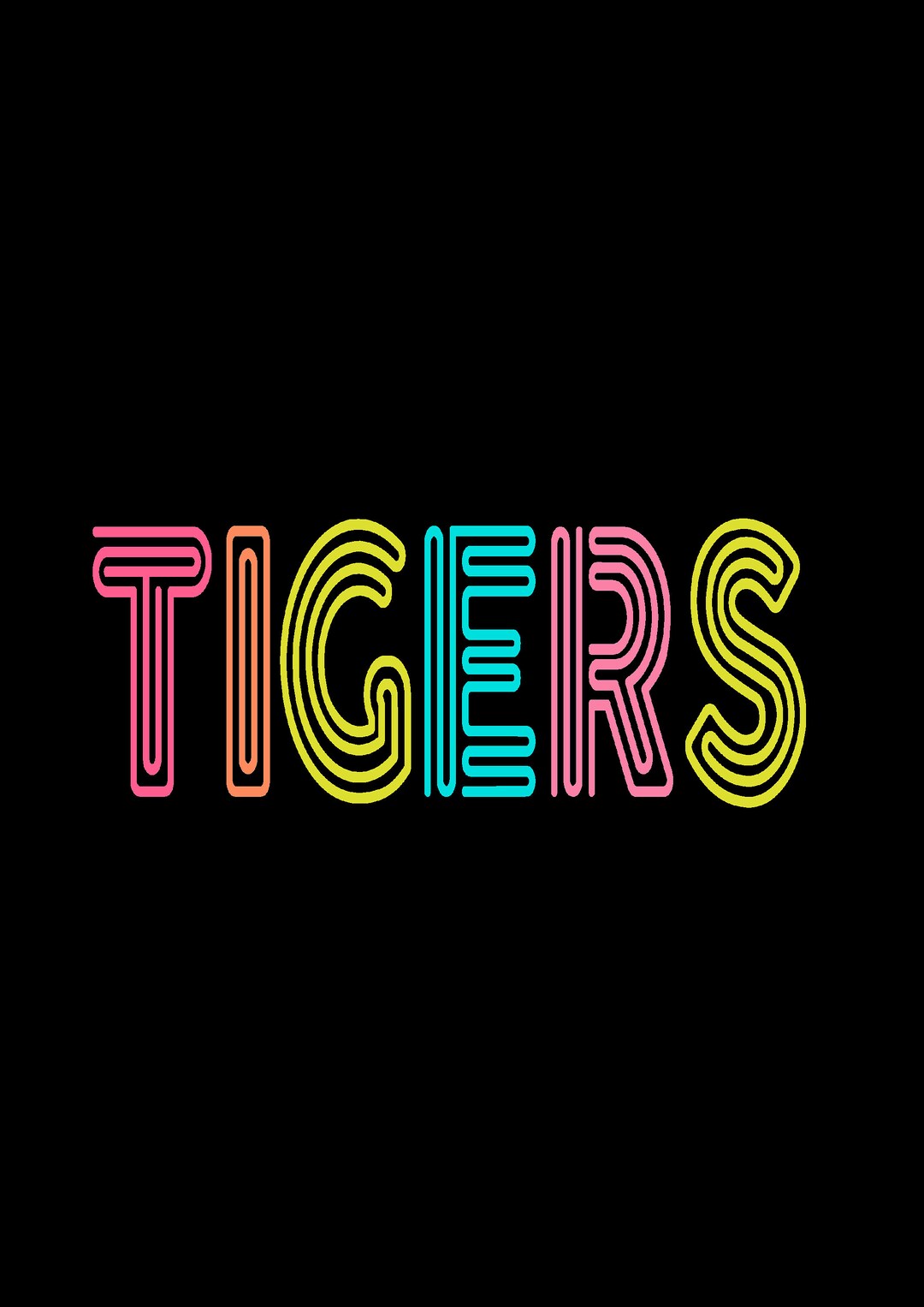 Colorful Rainbow Tigers Png Svg - Vibrant Neon Font Digital Print ...