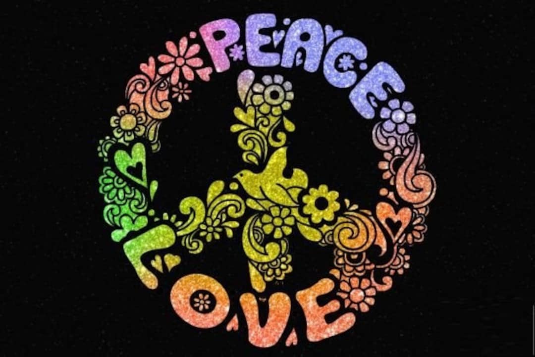Retro Floral Peace Sign PNG: 60s Hippie Clipart (digital Download) - Etsy