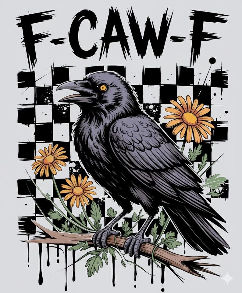 F-caw-f PNG, Gothic Crow Humor Design, Funny Raven Bird Clipart ...