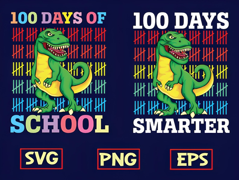 Dinosaur 100 Days of School PNG Happy 100th Day of School - Etsy