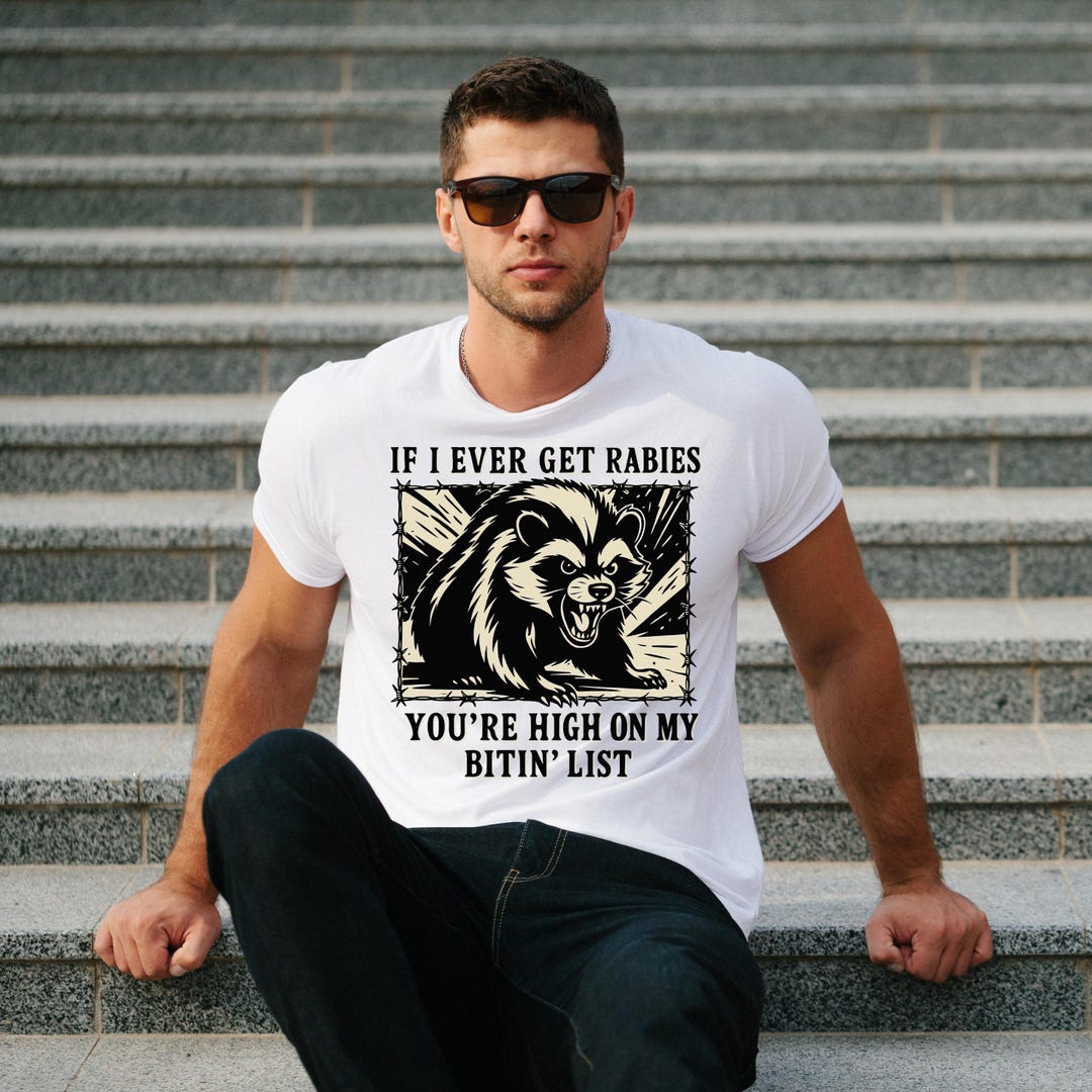 Funny Rabies Raccoon SVG & PNG, Vintage Humorous Quote, Dark Animal ...