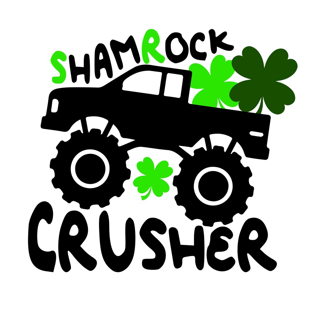 Shamrock Monster Truck SVG, Shamrock Crusher SVG Png, Boys St Patrick ...