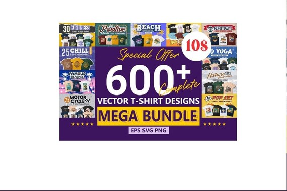Mega Bundle T-shirt Print 600 SVG Files for Cricut Svg Eps - Etsy