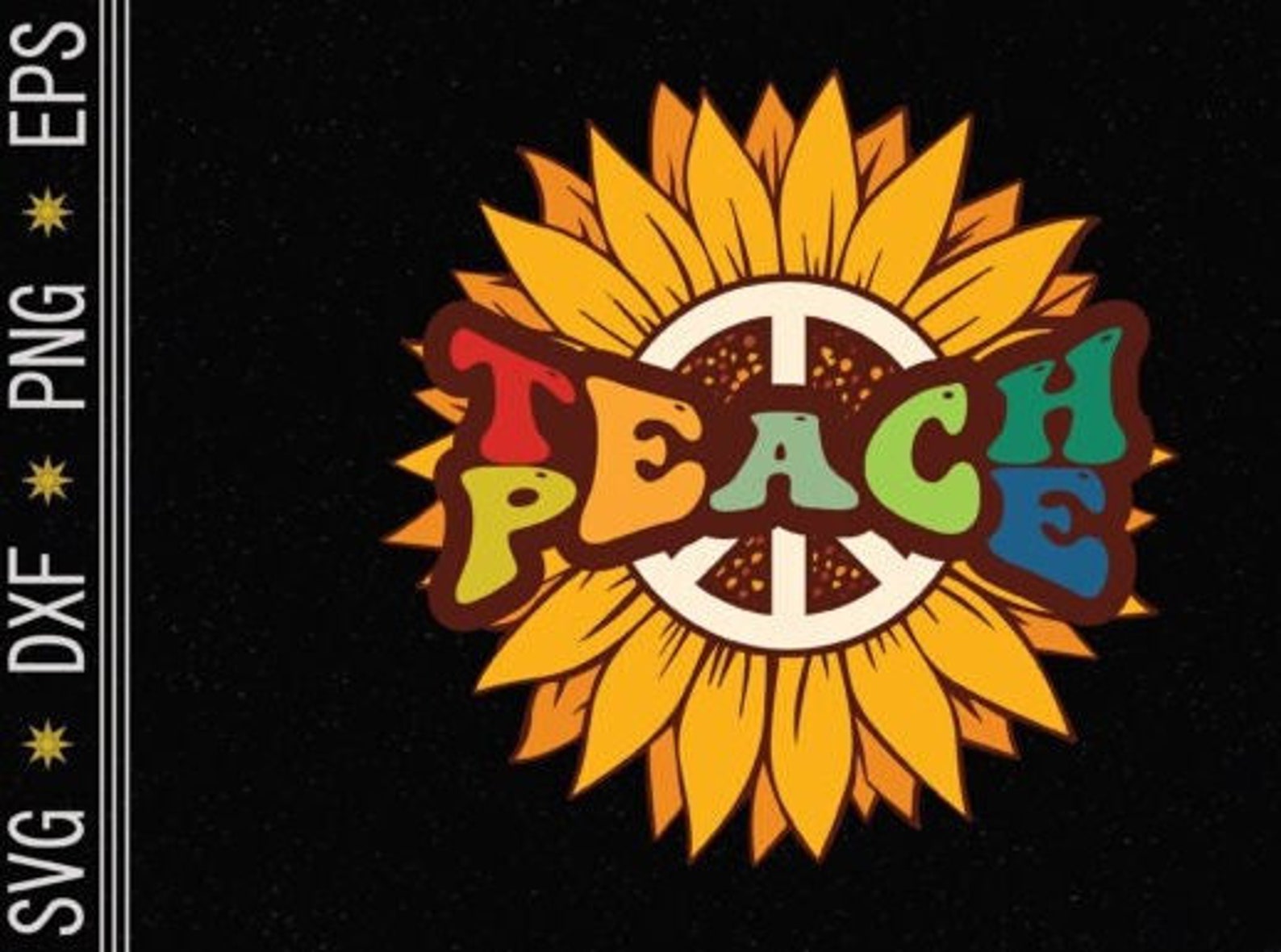 Teach Peace SVG Rainbow PNG Sunflower Svg Png Sunflower - Etsy