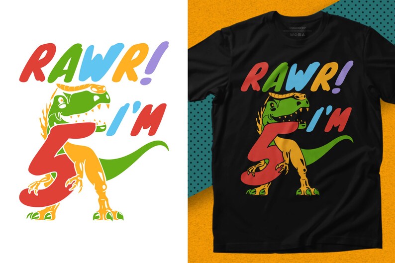Rawr I'm 5 SVG Birthday Boy Printable Cut File - Etsy