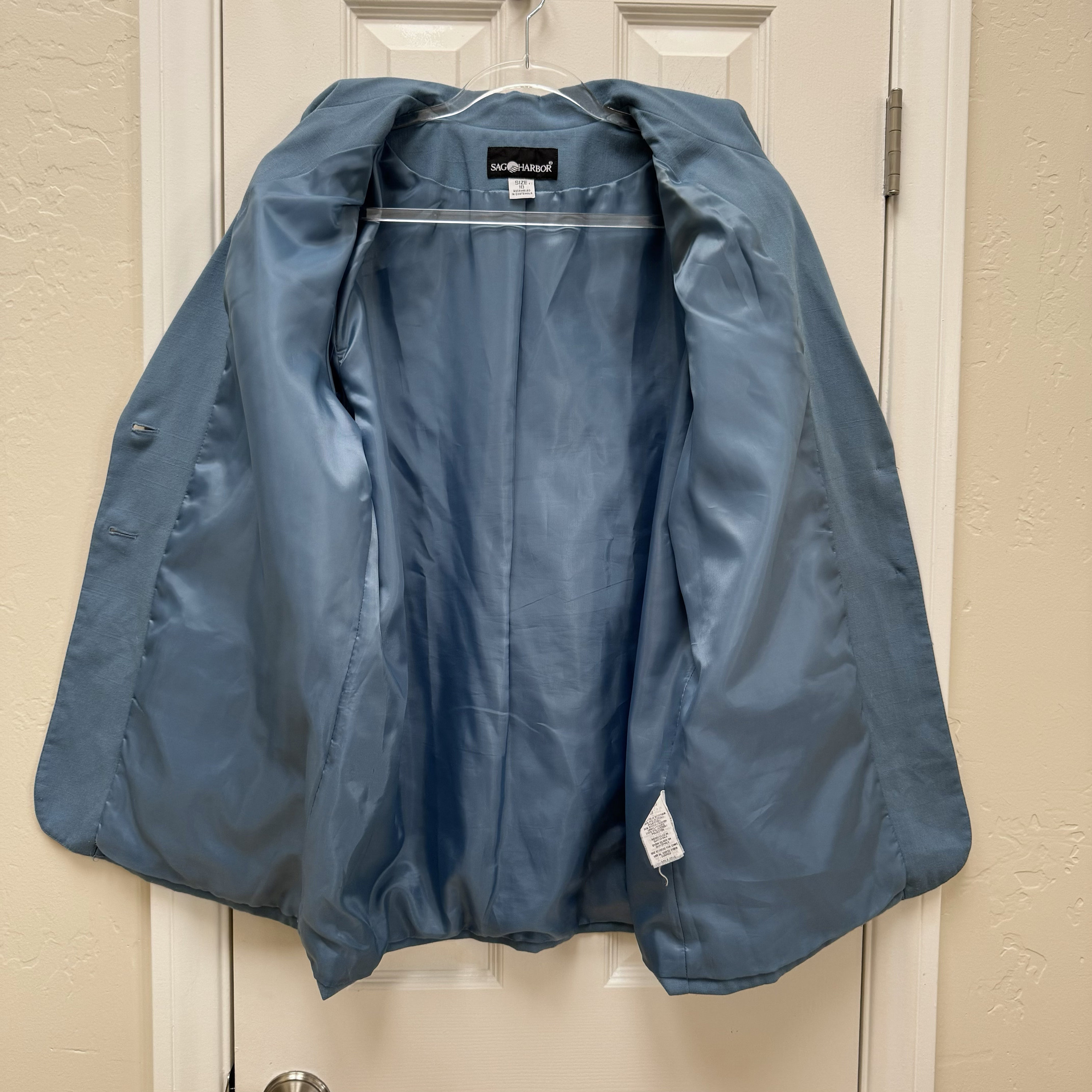 80s 90s Sag Harbor Dusty Powder Blue Boyfriend Blazer • Minimalist New ...