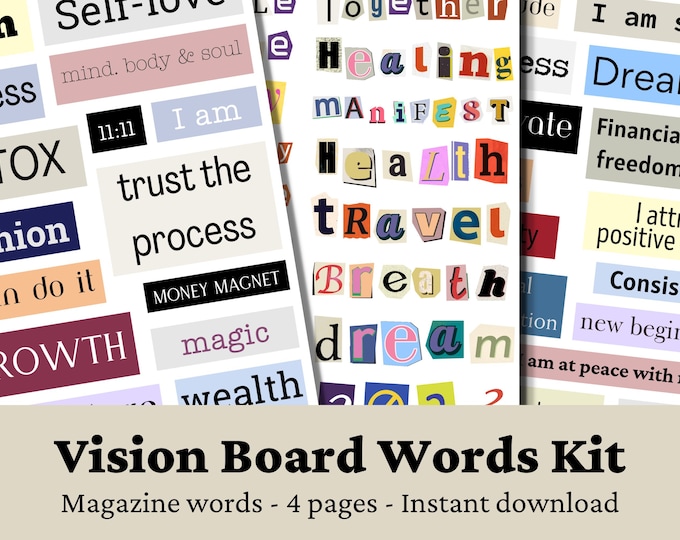 Vision Board 2025 Words, Printable Magazine Words, Printable Paper ...