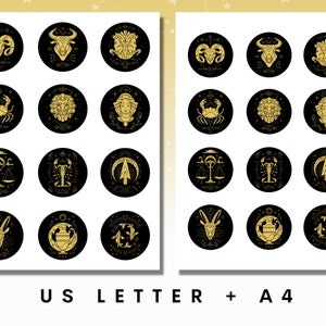 Printable Zodiac Stickers Zodiac Signs Sticker Set Mystic | Etsy