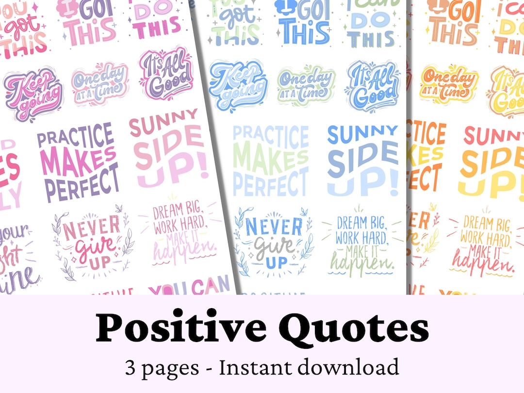 Positive Quotes Printable , Positive Sayings Journal Stickers , Vision ...