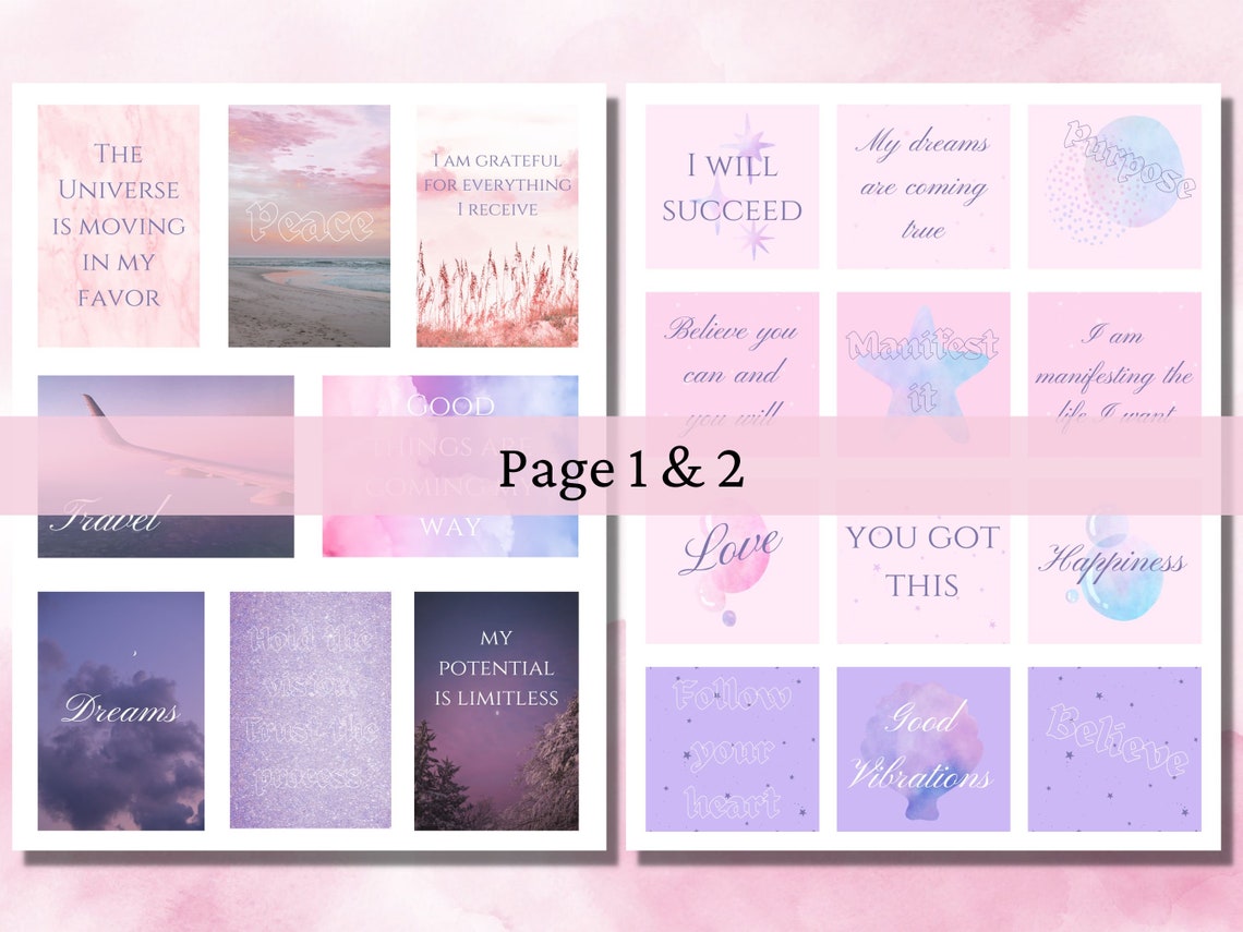 Vision Board Printables Printable Vision Board Kit Manifestation Cards ...