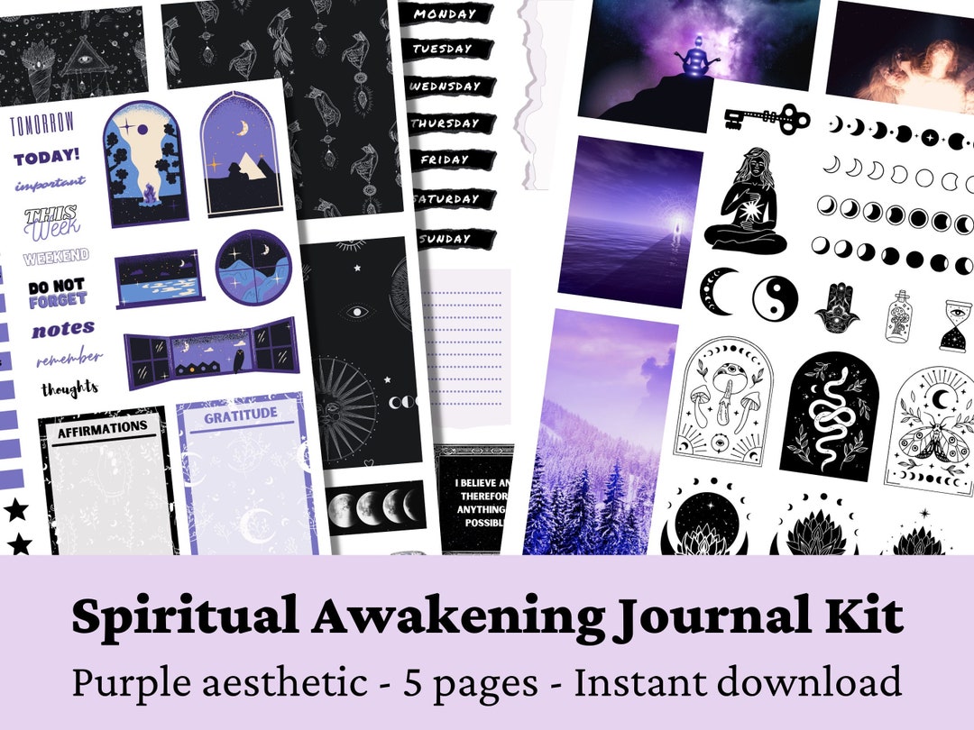 Spiritual Awakening Journal Kit Printable Purple Aesthetic Mystic ...
