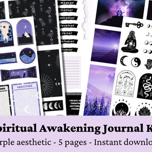 Spiritual Awakening Journal Kit Printable Purple Aesthetic Mystic ...