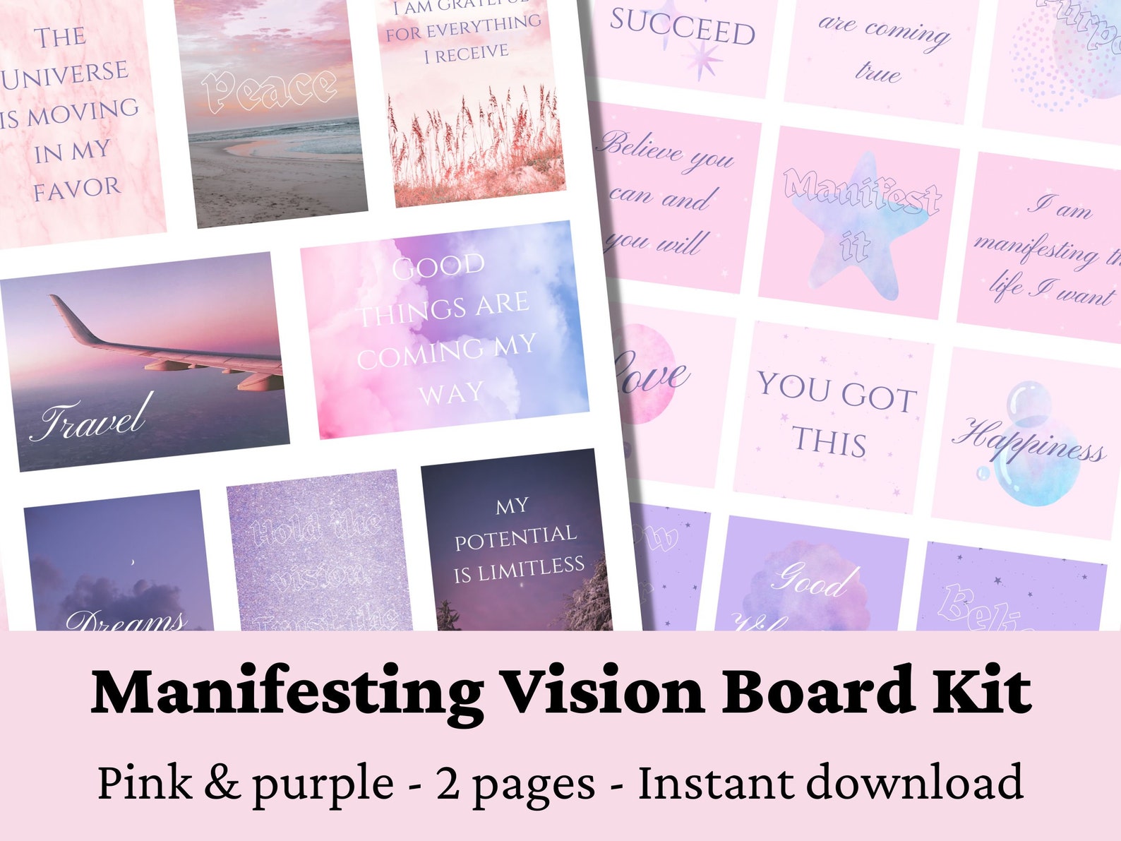 Vision Board Printables Printable Vision Board Kit Manifestation Cards ...