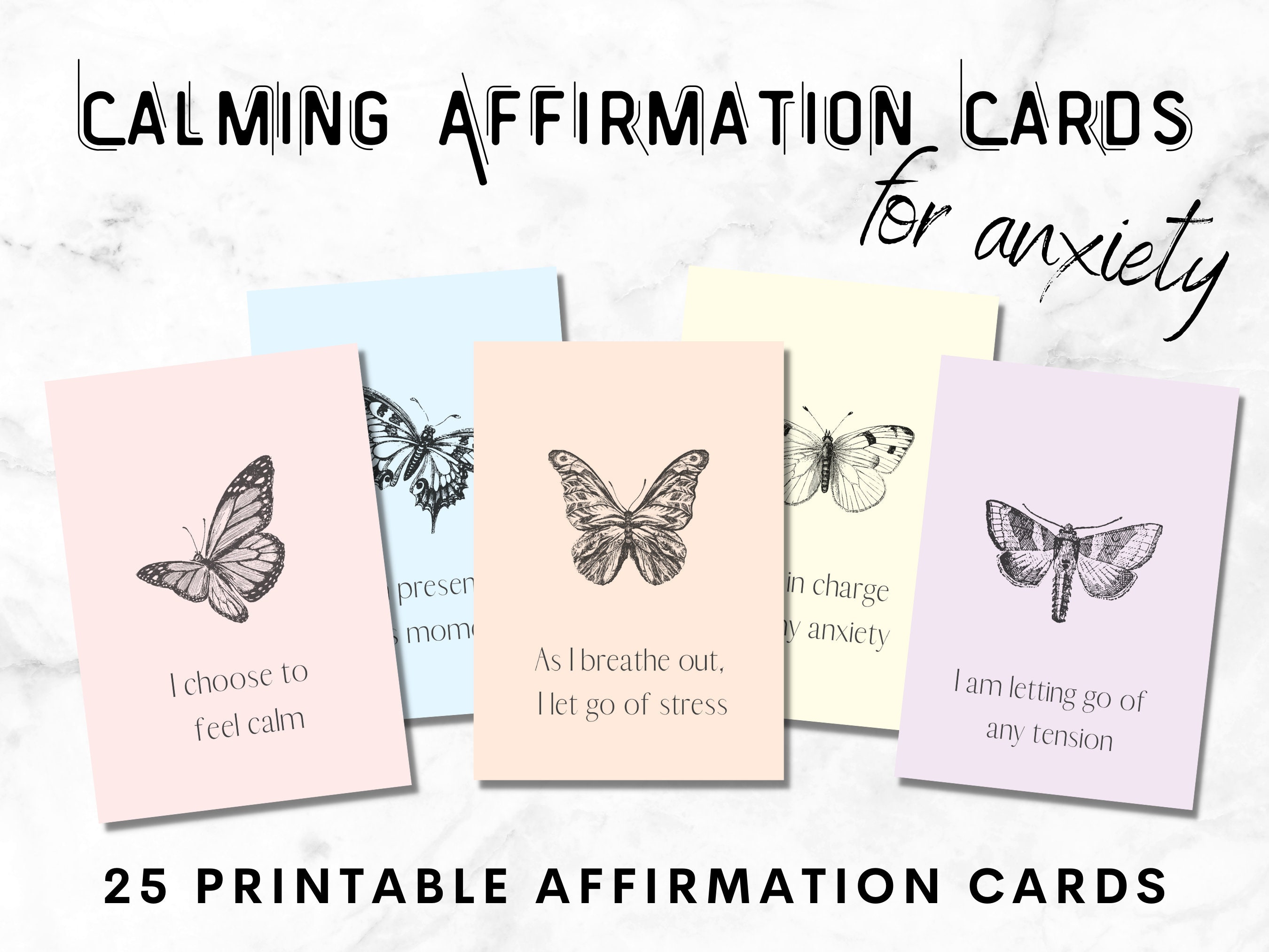 Affirmation Cards for Anxiety 25 Printable Anxiety | Etsy