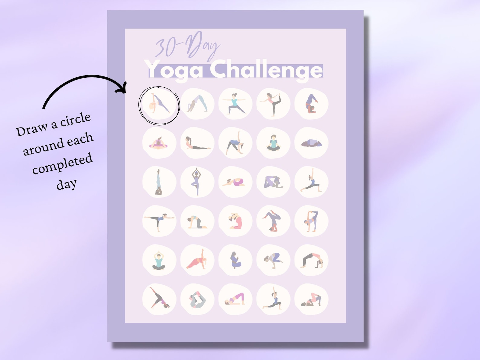 30-day Yoga Challenge Printable | Yoga Printable 30 Day Challenge ...