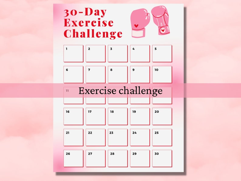 Exercise Challenge , 30 Day Challenge Printable , 30 Day Fitness ...