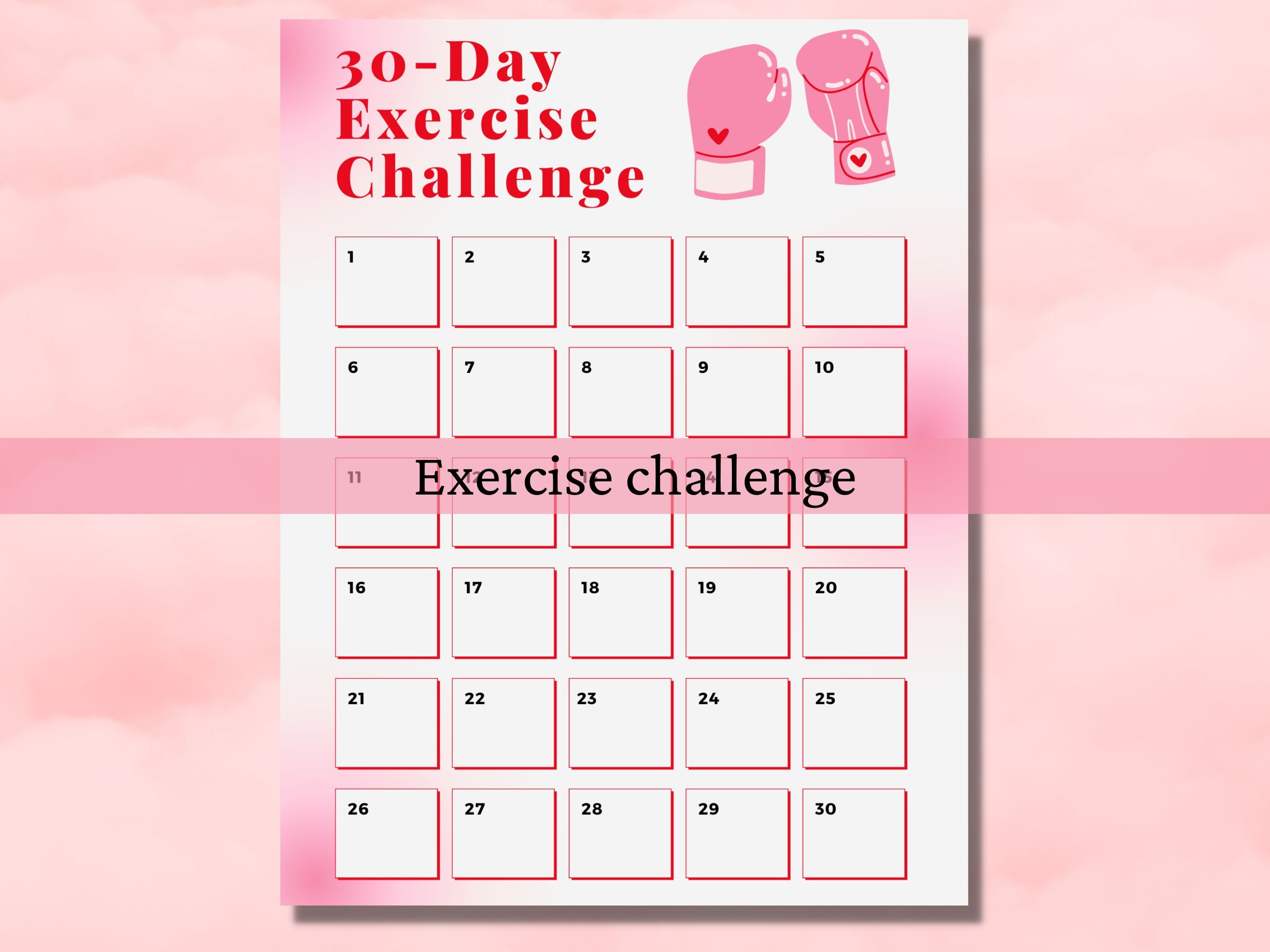 Exercise Challenge , 30 Day Challenge Printable , 30 Day Fitness ...