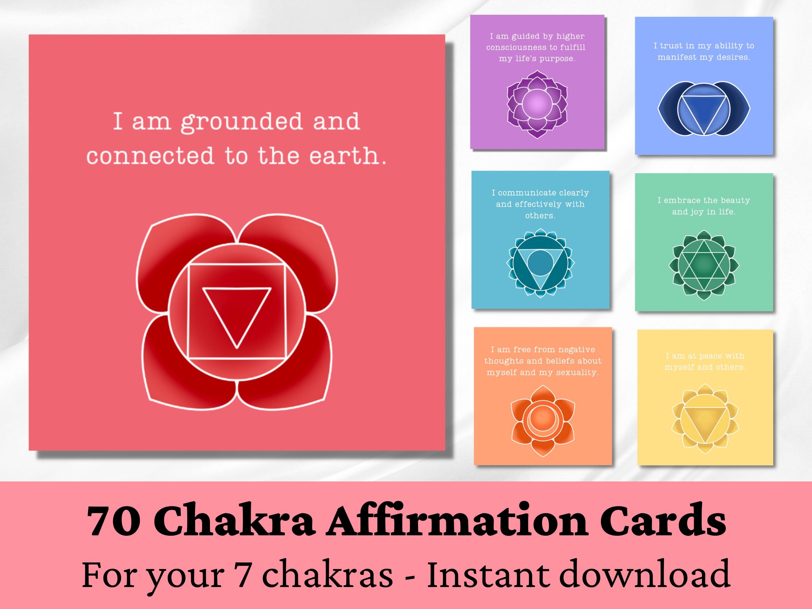 Chakra Affirmations , Chakra Cards Printable , Positive Affirmation Cards Printable , 7 Healing ...