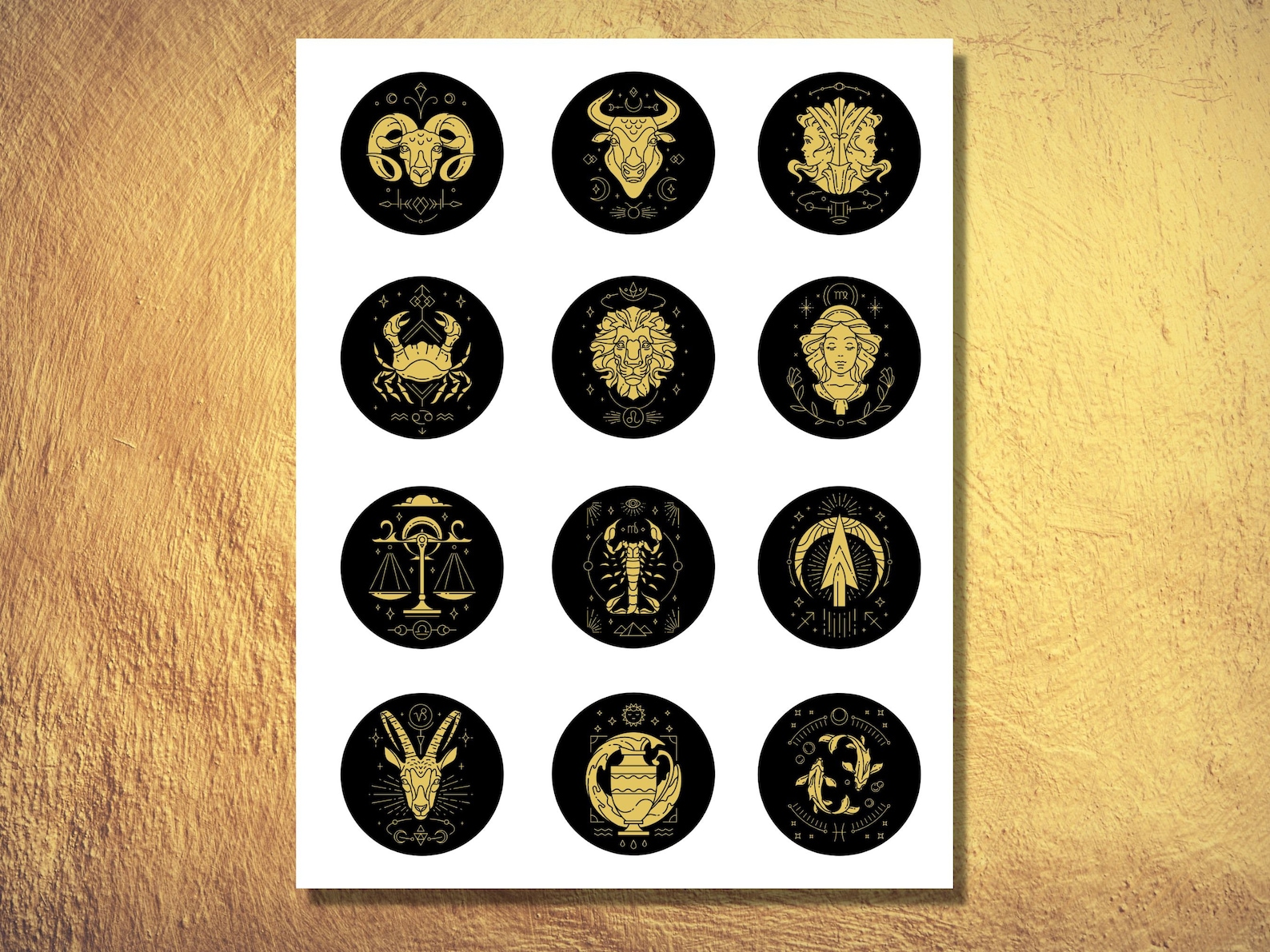 Printable Zodiac Stickers Zodiac Signs Sticker Set Mystic Astrology ...