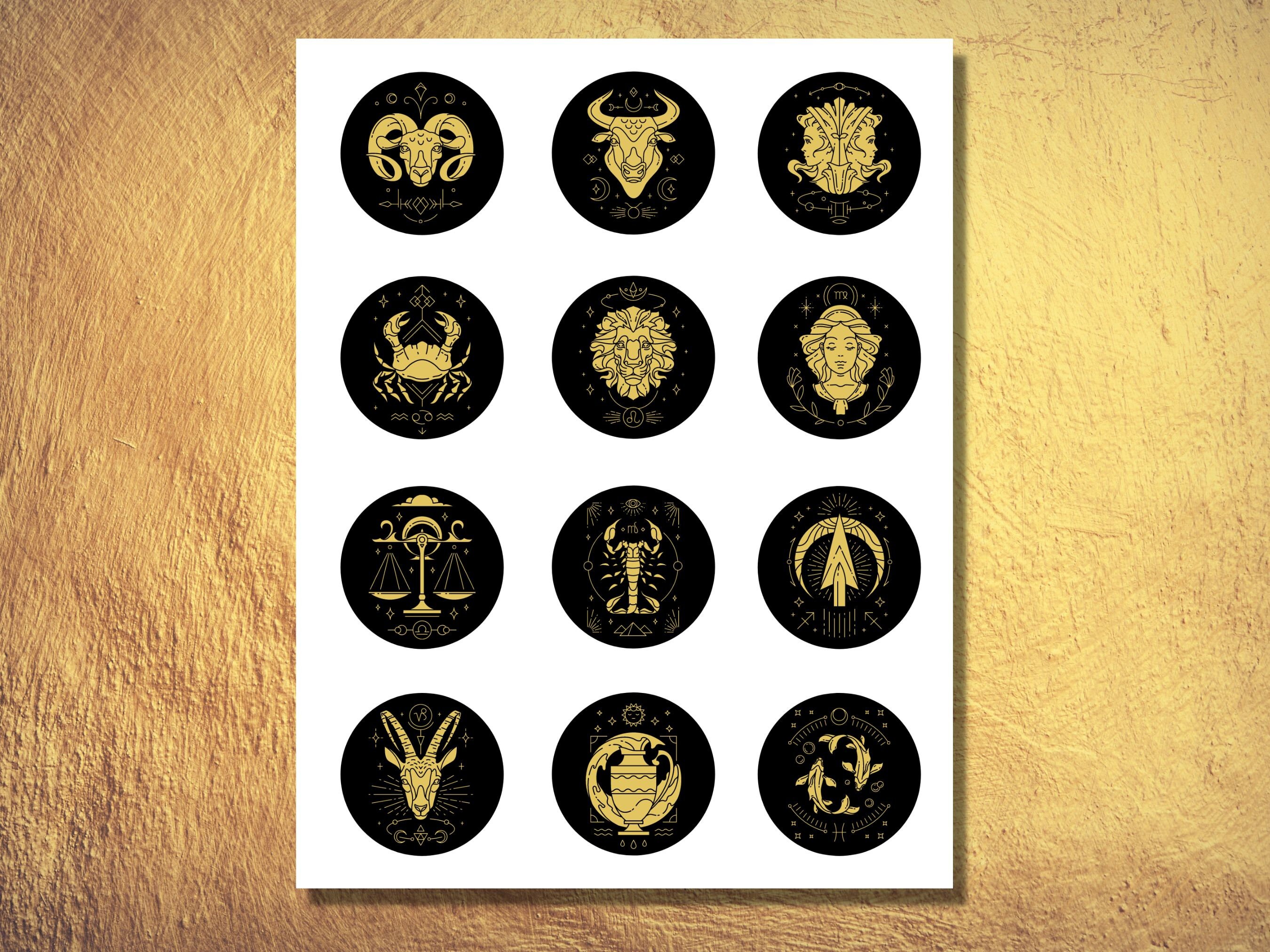 Printable Zodiac Stickers Zodiac Signs Sticker Set Mystic Astrology ...