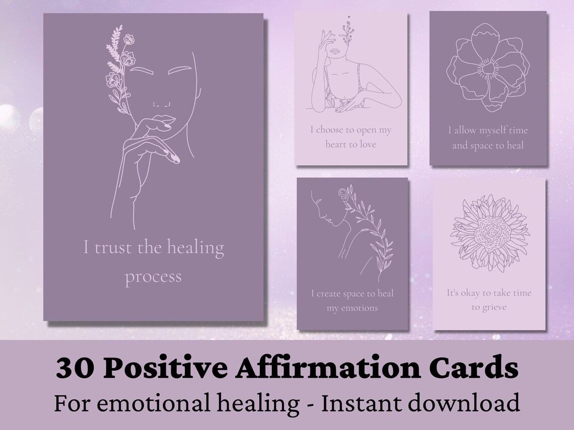 Printable Affirmation Cards for Healing | 30 Emotional Healing ...