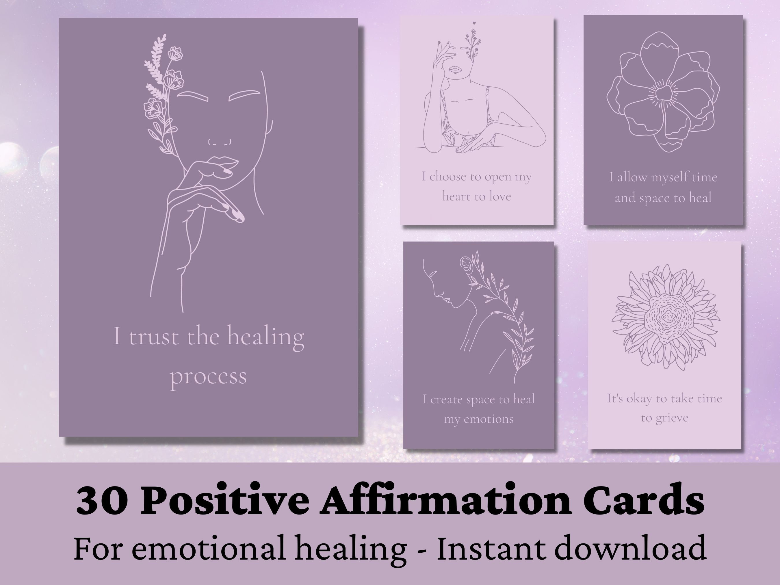 Printable Affirmation Cards for Healing | 30 Emotional Healing ...