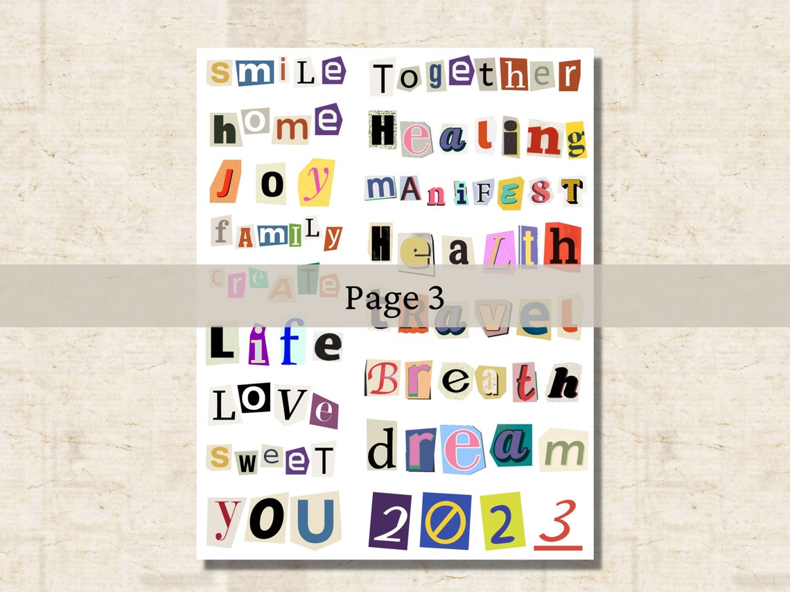 Vision Board Words , Printable Vision Board Kit , Magazine Word Cut Out ...