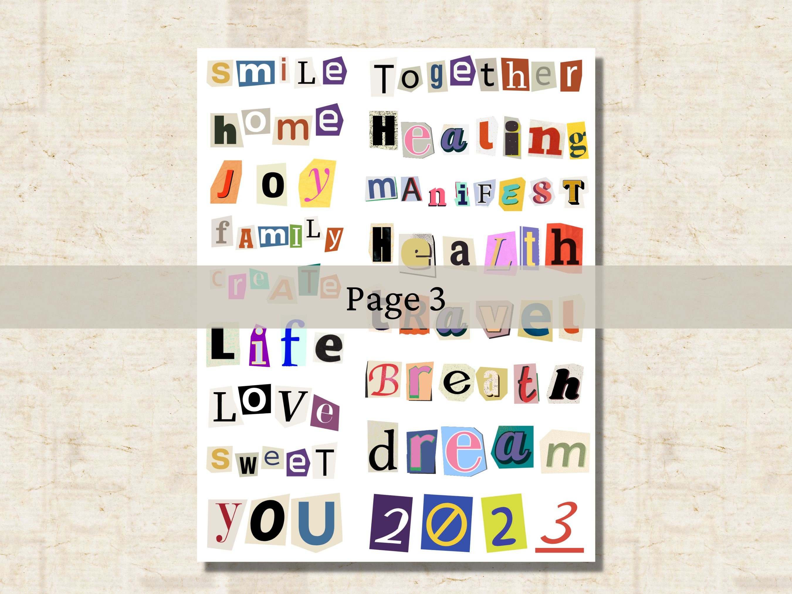 Vision Board Words , Printable Vision Board Kit , Magazine Word Cut Out ...