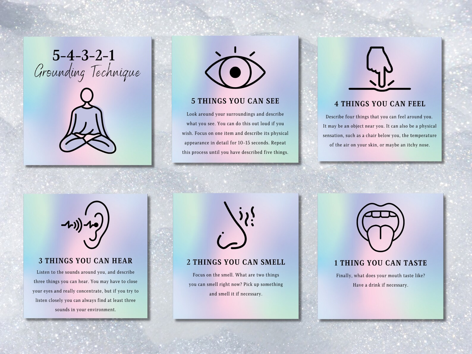 Grounding Technique Cards for Anxiety & Panic Attacks | Etsy