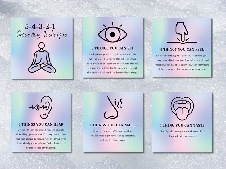 Grounding Technique Cards for Anxiety & Panic Attacks | Etsy